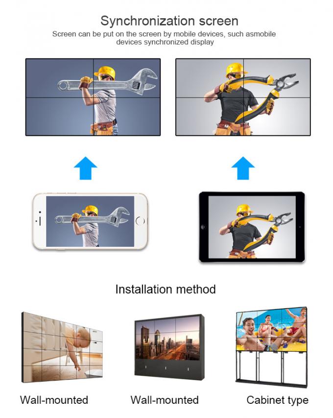 500cd/m2 4x4 55" LCD Video Wall With Floor Stand