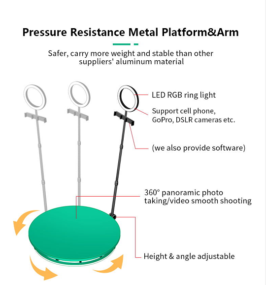 100cm Circular 360 Rotating Selfie Stand Photo Booth