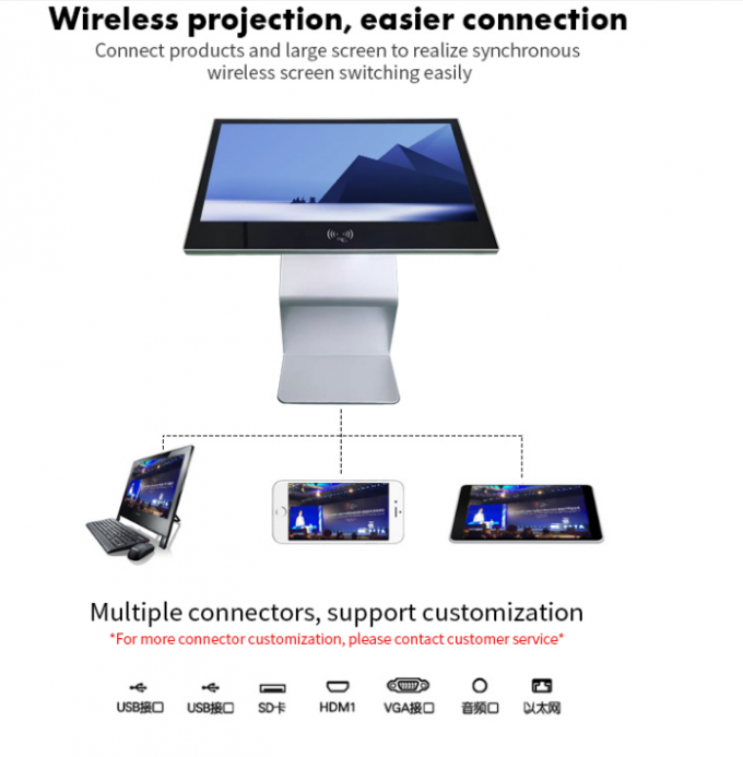 55 Inch K stand White AIO Interactive Touch Screen Kiosk Digital Floor ...