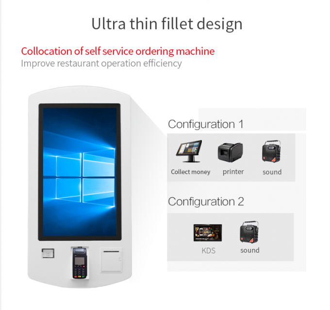 32 Inch Double Side Touch Screen Ordering Kiosk Self Service For Restaurant