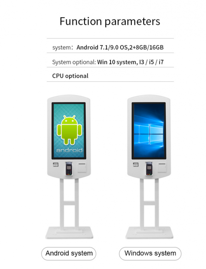 32 Inch Double Side Touch Screen Ordering Kiosk Self Service For Restaurant