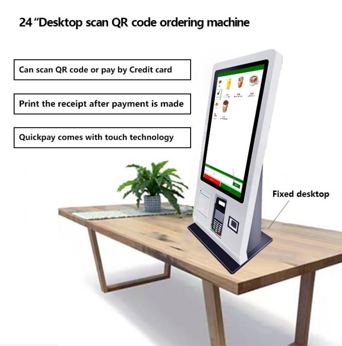 24" Restaurant Countertop Touch Screen Self Service Kiosk With POS