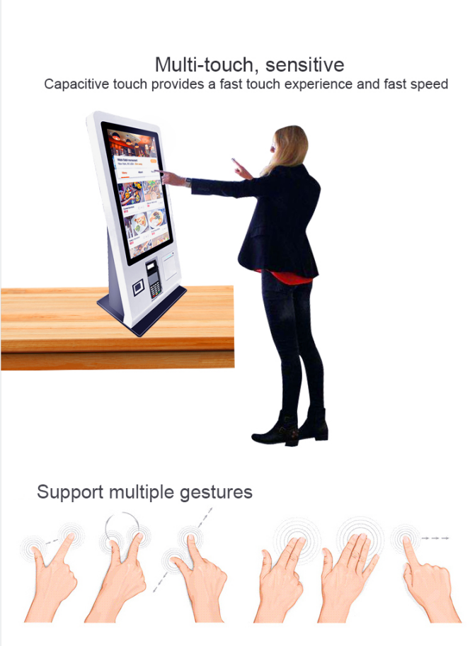 24 Inch WiFi Desktop Self Service Payment touch screen Kiosk Supporting ...