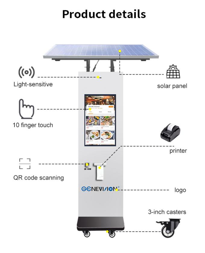 Off Grid Solar Power System Outdoor Touch Screen Kiosk 27 Inch With QR ...