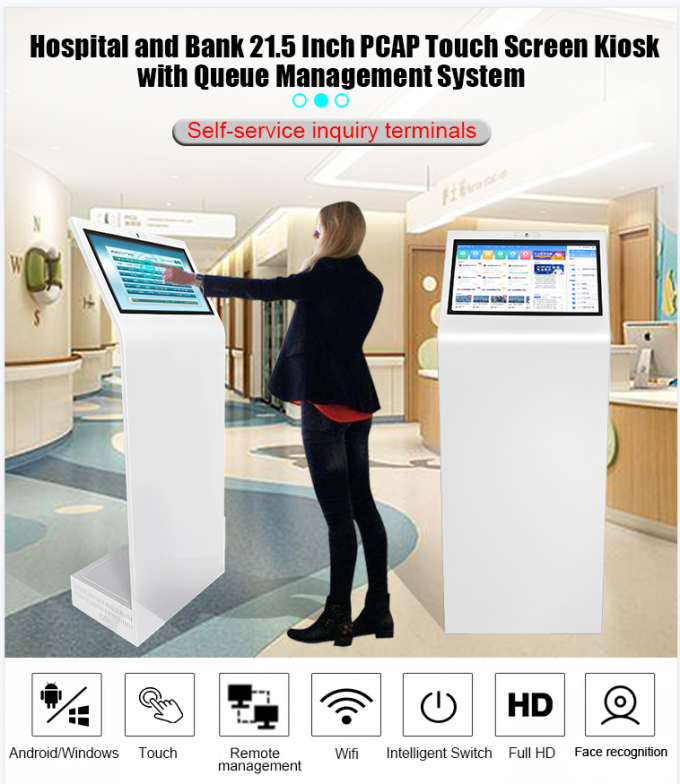55 Inch Simple Design Touch Screen Queue Management System Kiosk