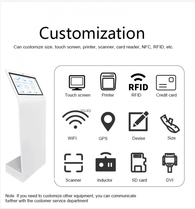 55 Inch Simple Design Touch Screen Queue Management System Kiosk