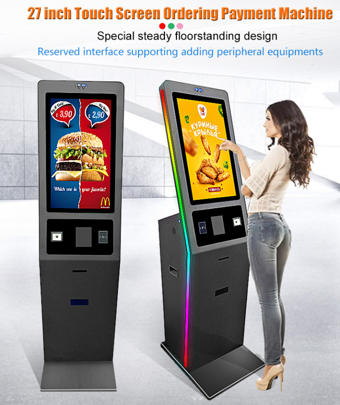 27 Inch Self Service Kiosk Capacitive Touch Screen With Printer NFC ...