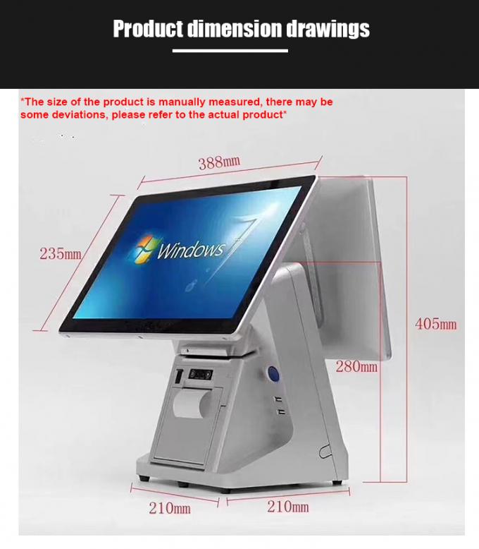 15.6 Inch Twin Screen Touch Screen Cashier Machine With Printer QR Code ...
