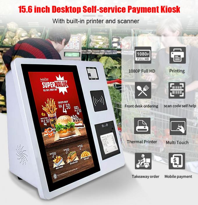 15.6 Inch Touch Screen Credit Card Payment Machine Self Service Table ...
