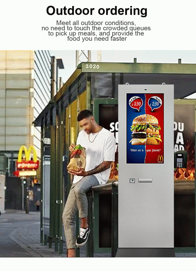 Touch Screen McDonald'S KFC Self Service Outdoor Ordering Kiosk