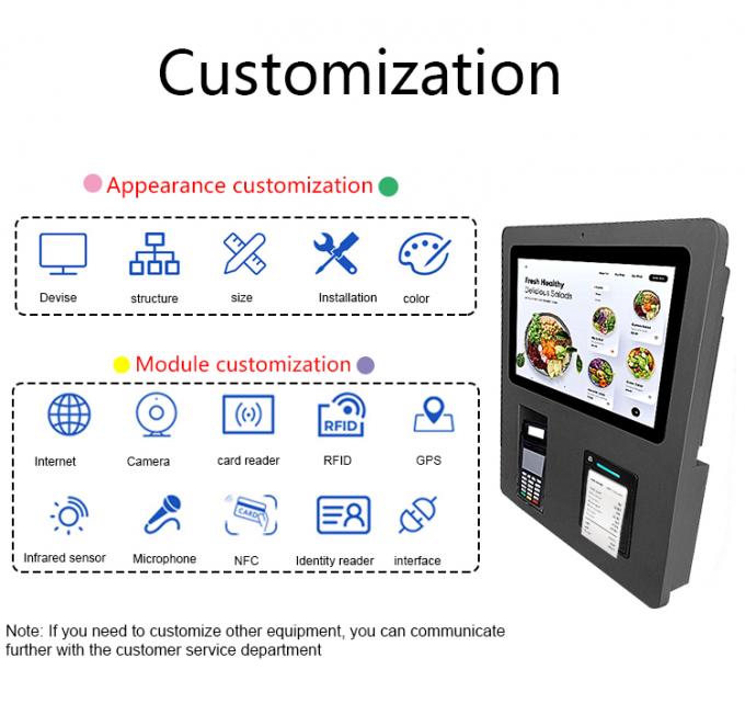 15.6 Inch Wall Mount Self Service Kiosk Automatic Ordering Bill Payment ...