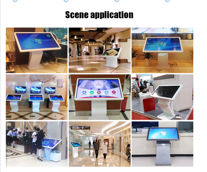 55 Inch K stand White AIO Interactive Touch Screen Kiosk Digital Floor ...