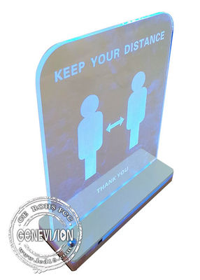 Battery Powered Acrylic Keep Distance Led Warning Sign