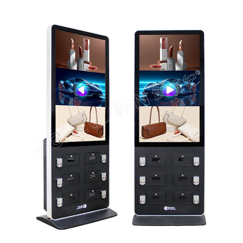 Interactive Lcd floor standing digital signage display Phone Charging ...