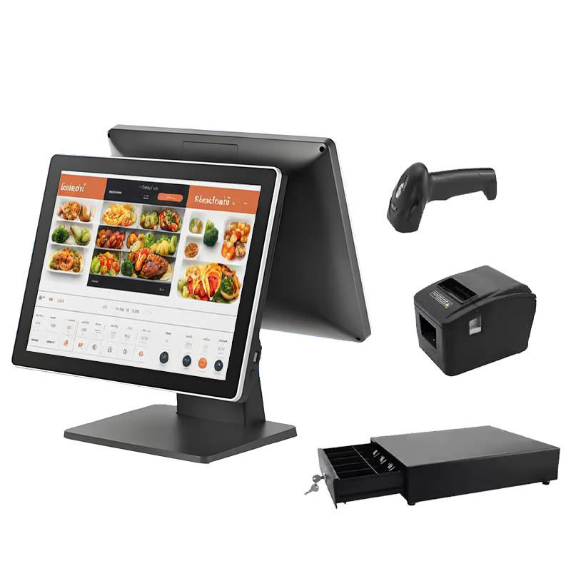 15.6" Dual Screen Cashier Desktop Self Service Kiosk POS Machine for ...