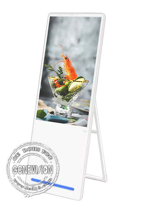 LED Light Decoration 43" Handhold Movable Kiosk Digital Signage With Wheels