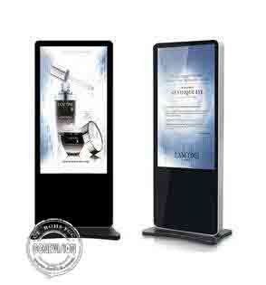 Battery Powered Digital Signage Floor Stands , Touch Screen Kiosk Stand ...