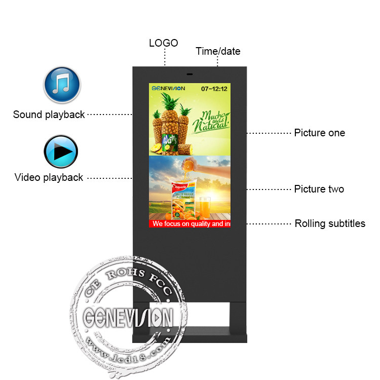 High Brightness 2500cd Outside Digital Signage Android Wifi Wireless ...